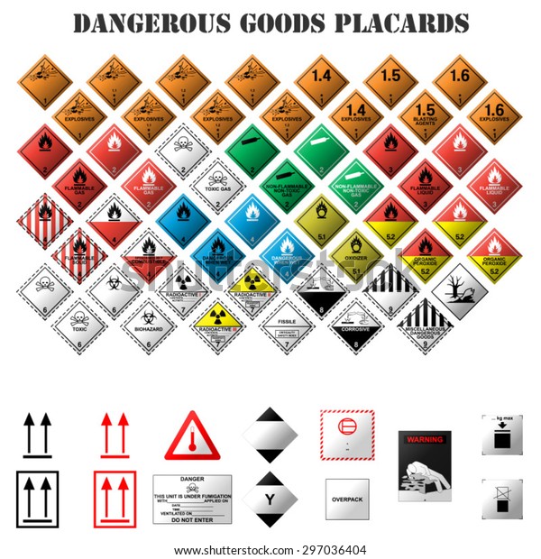 Set Dangerous Goods Placards On White Stock Vector (Royalty Free) 297036404