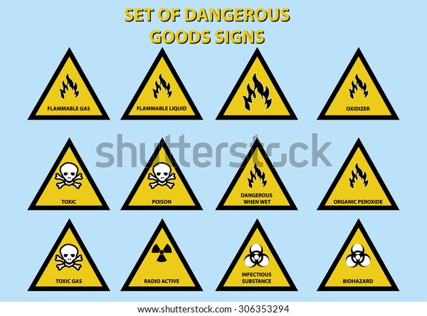 Set Dangerous Goods Signs Vector Illustration 스톡 벡터(로열티 프리) 306353294