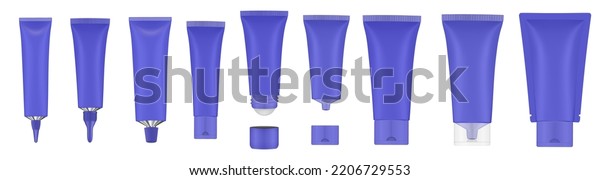 Set Dark Blue Tubes Bottles Roller Stock Vector (Royalty Free ...