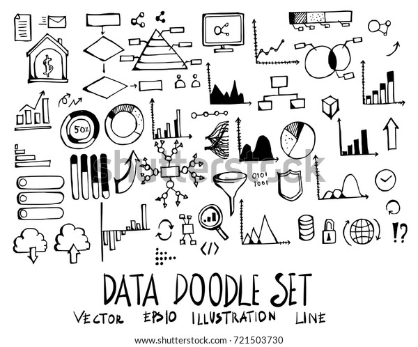 Set Data Doodle Illustration Hand Drawn Stock Vector (Royalty Free ...
