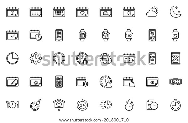 Set Date Time Icons Calendar Schedule Stock Vector (Royalty Free ...