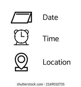 Set Date Time Location Icons Graphic Stock Vector (Royalty Free ...