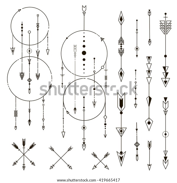 Set Decorative Arrows Geometric Design Elements Stock Vector (Royalty ...