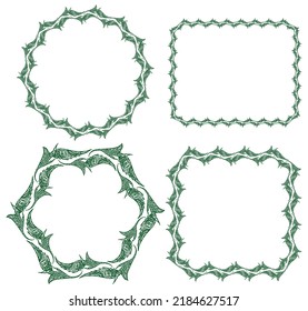 Set Decorative Borders Silhouettes Textured Drawn Stock Vector (Royalty ...