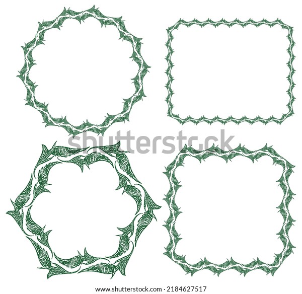 Set Decorative Borders Silhouettes Textured Drawn Stock Vector (Royalty ...