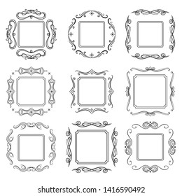 Set Decorative Design Elements Nine Square Stock Vector (Royalty Free ...