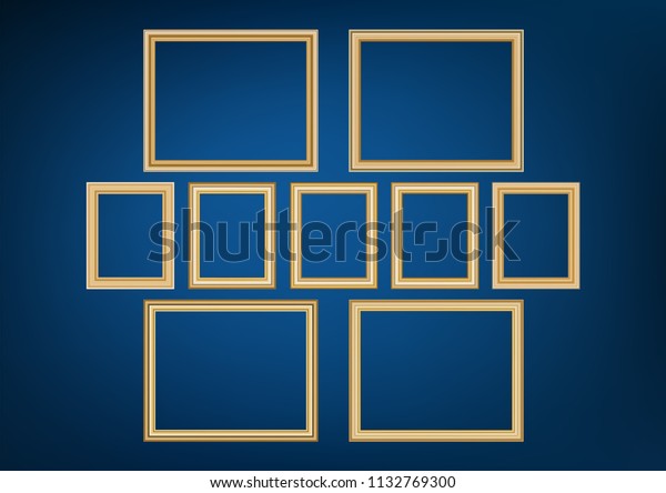 Set Decorative Frame Picture Gold Border Stock Vector (Royalty Free ...