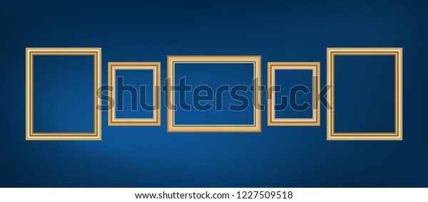 Set Decorative Frame Picture Gold Border Stock Vector (Royalty Free ...