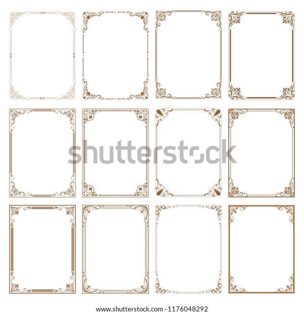 Set Decorative Frame Vintage Style Beautiful Stock Vector (Royalty Free ...