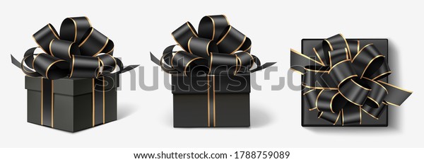 Set Decorative Gift Boxes Black Bow Stock Vector (Royalty Free ...