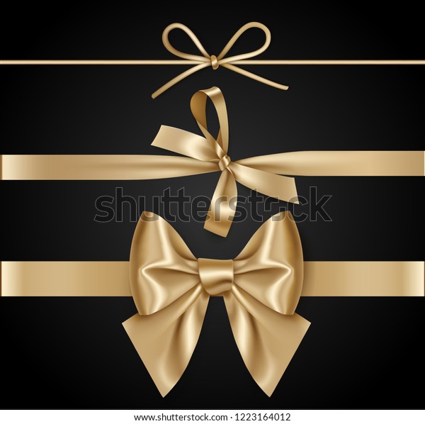 Set Decorative Golden Bows Horizontal Gold Stock Vector (Royalty Free ...