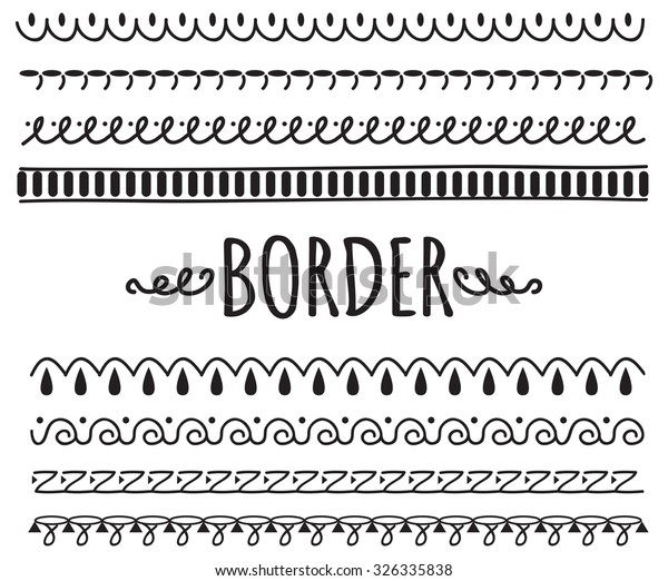 Set Decorative Hand Drawn Border Stock Vector (Royalty Free) 326335838 ...