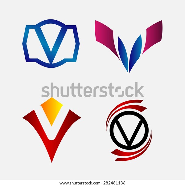 Set Decorative Letter V Icons Logo Stock Vector (Royalty Free) 282481136