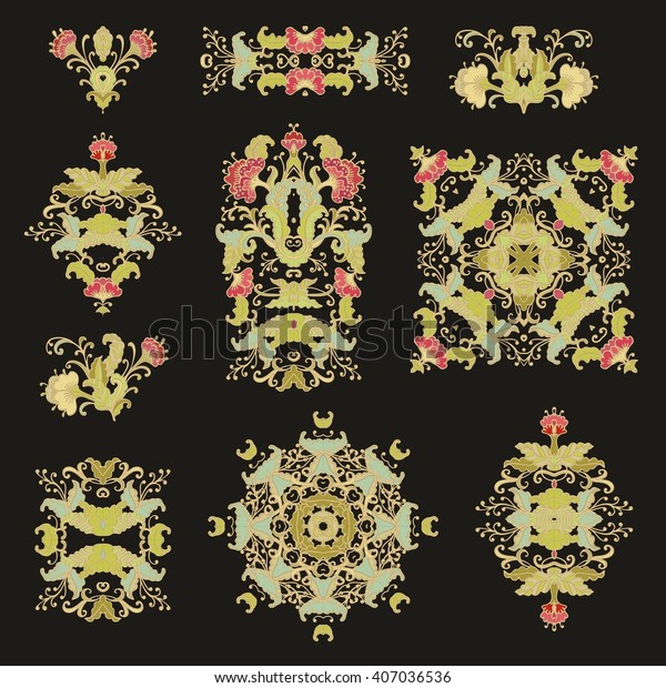 Set Decorative Ornamental Vignettes Stock Vector (Royalty Free ...