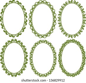 Set Decorative Oval Borders Stock Vector (Royalty Free) 136829912 ...