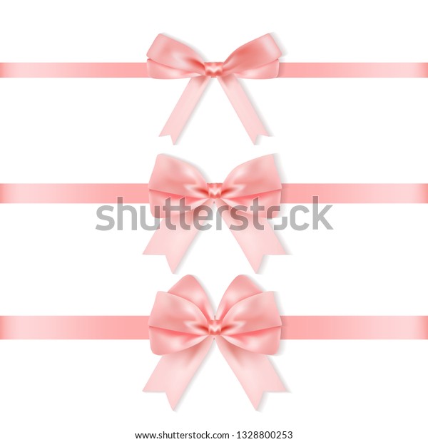 Set Decorative Pink Bows Horizontal Ribbons Stock Vector (Royalty Free ...