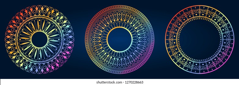 Set Decorative Rainbow Round Design Frames Stock Vector (Royalty Free ...