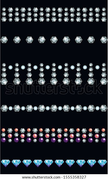Set Decorative Seamless Borders Shining Multicolored Stock Vector ...