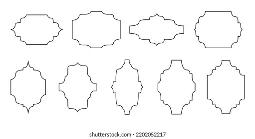 Set Decorative Vintage Frames Outline Style Stock Vector (Royalty Free ...
