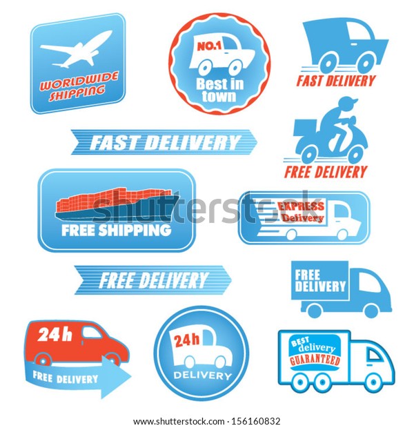 Set Delivery Badges Blue Red Shipping Stock Vector (Royalty Free ...
