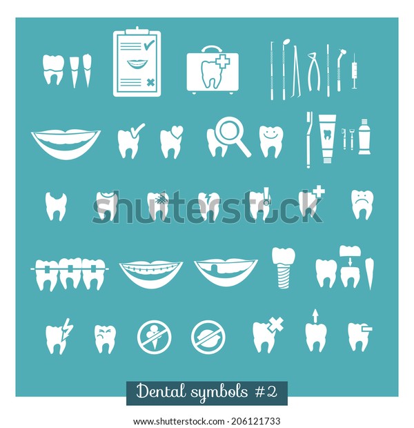 Set Dentistry Symbols Part 2 Dental Stock Vector (Royalty Free) 206121733