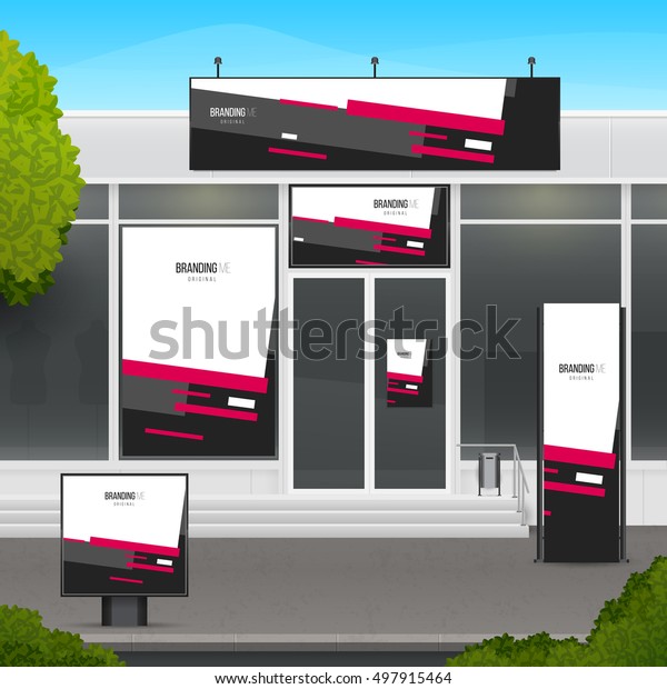 Set Design Mockup Storefront Shop Market Stock Vector (Royalty Free ...