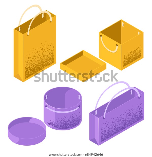 Set Designer Paper Shop Packet Handle Stock Vector (Royalty Free ...