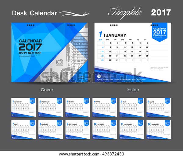 Set Desk Calendar 2017 Template Design Stock Vector (Royalty Free ...
