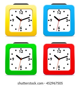 Set Desktop Alarm Clocks Square Shape Stock Vector (Royalty Free) 452967505