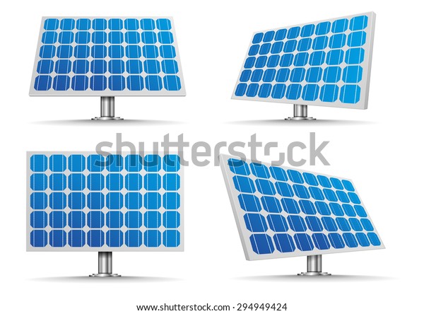 Set Detailed Illustration Solar Cell Panels Stock Vector (Royalty Free ...