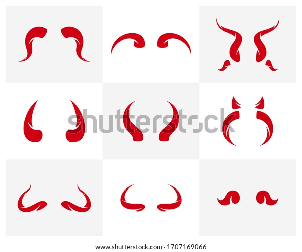 Set Devil Horns Design Vector Illustration 库存矢量图（免版税）1707169066 ...