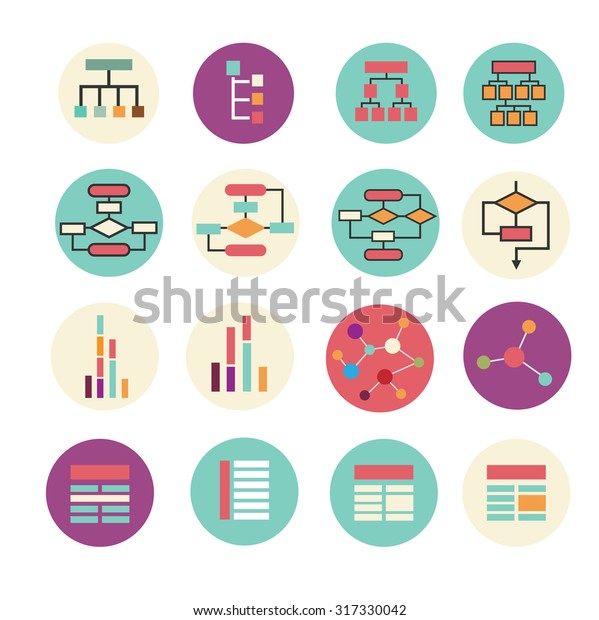 Set Diagram Block Scheme Chart Icons Stock Vector (Royalty Free ...