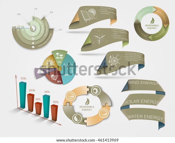 Set Diagrams Graphs Concept Ecology Renewable Stock Vector (Royalty ...