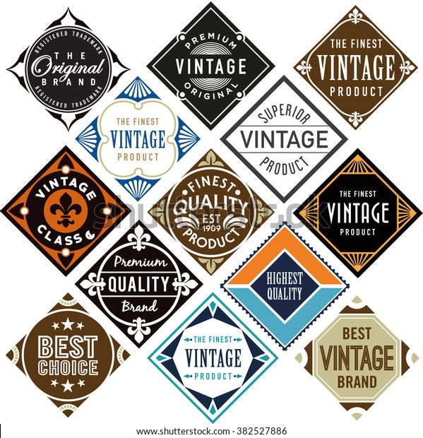 Set Diamond Shaped Vintage Labels Stock Vector (Royalty Free) 382527886 ...