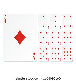 Playing Cards Diamonds Suit Back On Stock Vector (Royalty Free) 1077439820