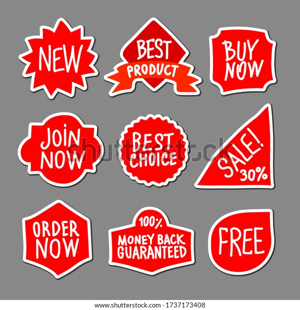 Set Different Advertising Promotion Stickers Badges Stock Vector ...