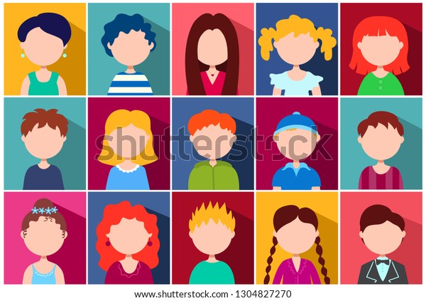Set Different Avatars Color Vector Illustration Stock Vector (Royalty ...
