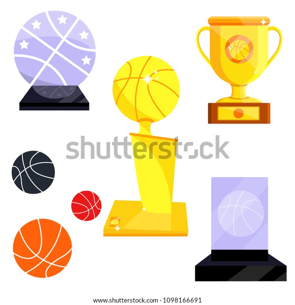 Set Different Basketball Trophy Award Prize Stock Vector (Royalty Free ...