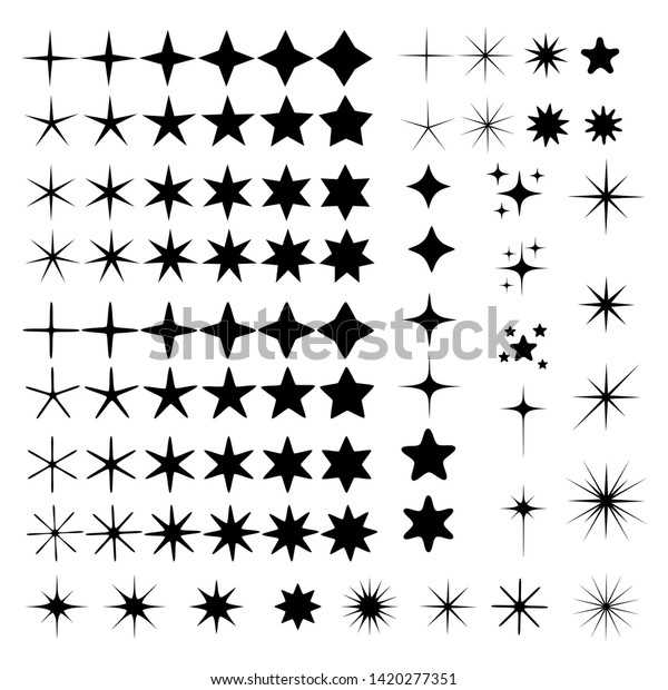 Set Different Beautiful Star Spakle Shapes Stock Vector (Royalty Free ...