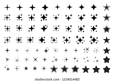 Set Different Beautiful Star Sparkle Shapes Stock Vector (Royalty Free ...