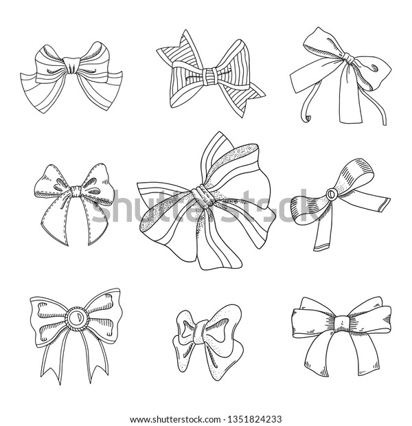 Set Different Bows Outline Contour Cliparts Stock Vector (Royalty Free ...