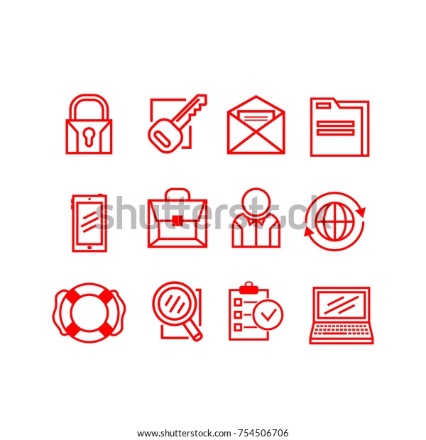 Set Different Business Icons Red Color Stock Vector (Royalty Free ...