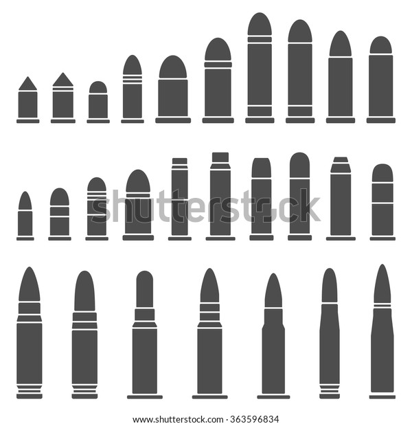 Set Different Caliber Bullets Ammunition Guns Stock Vector (Royalty ...