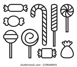 Set Different Candies Outline Vector Icons: เวกเตอร์สต็อก (ปลอดค่า ...