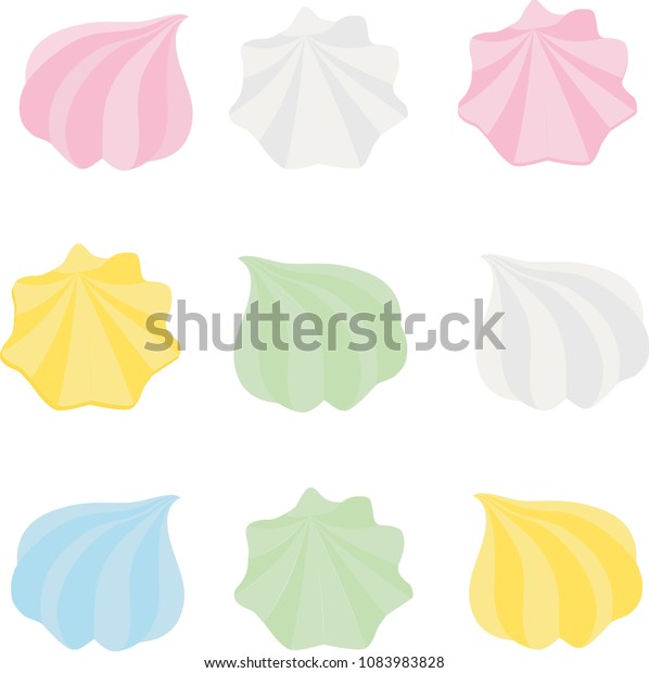Set Different Cartoon Varicolored Meringues Zephyr Stock Vector ...