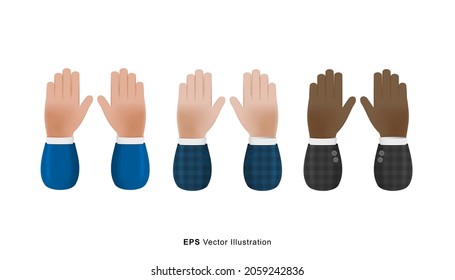 Set Different Color Hands Gesture 3d Stock Vector (Royalty Free ...