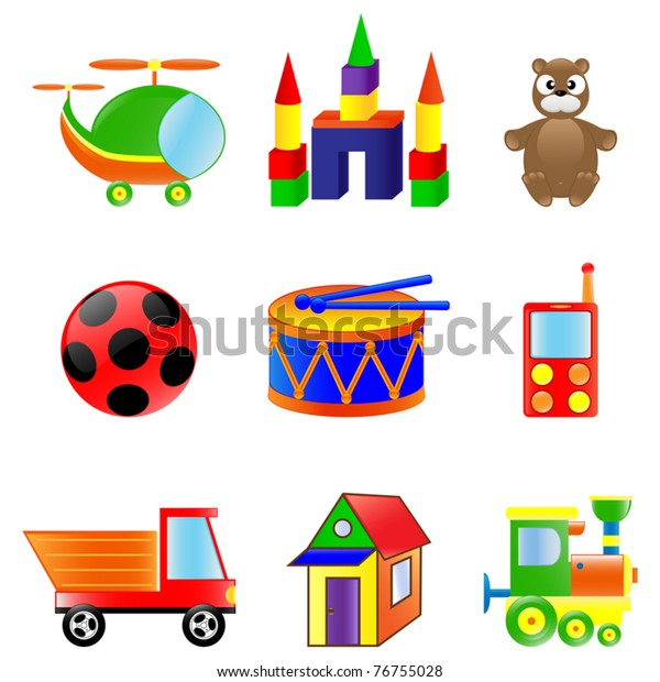 Set Different Colored Toys Stock Vector (Royalty Free) 76755028