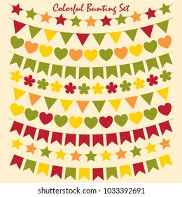 Set Different Colorful Bunting Stock Vector (Royalty Free) 1033392691 ...