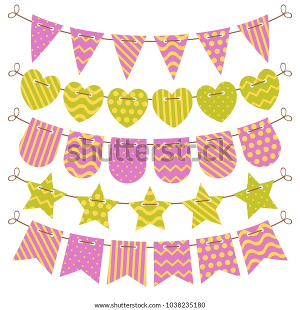 Set Different Colorful Buntings Patterns Stock Vector (Royalty Free ...