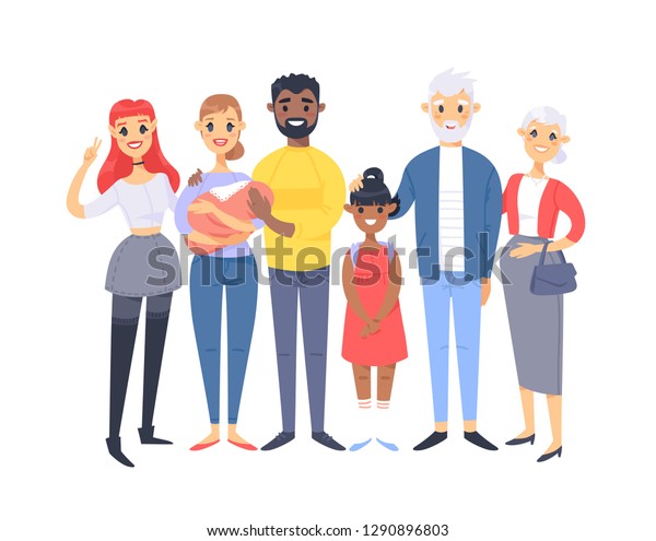 Set Different Couples Families Cartoon Style Stock Vector (Royalty Free ...